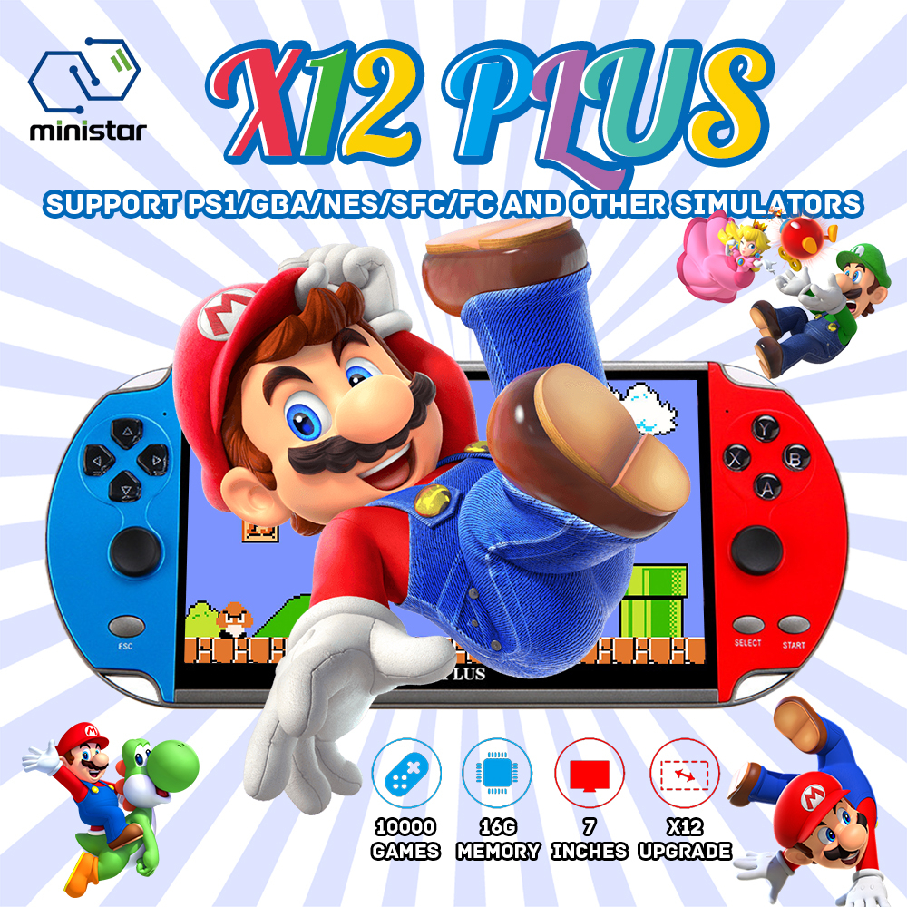 2023 New X12 Plus double-rocker game console 7-inch high-definition ...