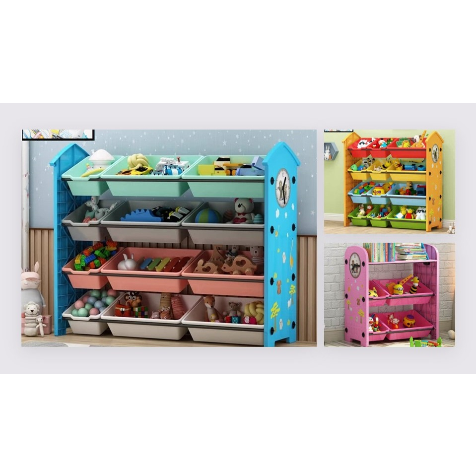 Children Kids 3 Tiers 4 Tiers Toys Storage Rack Organizer Rak Mainan ...