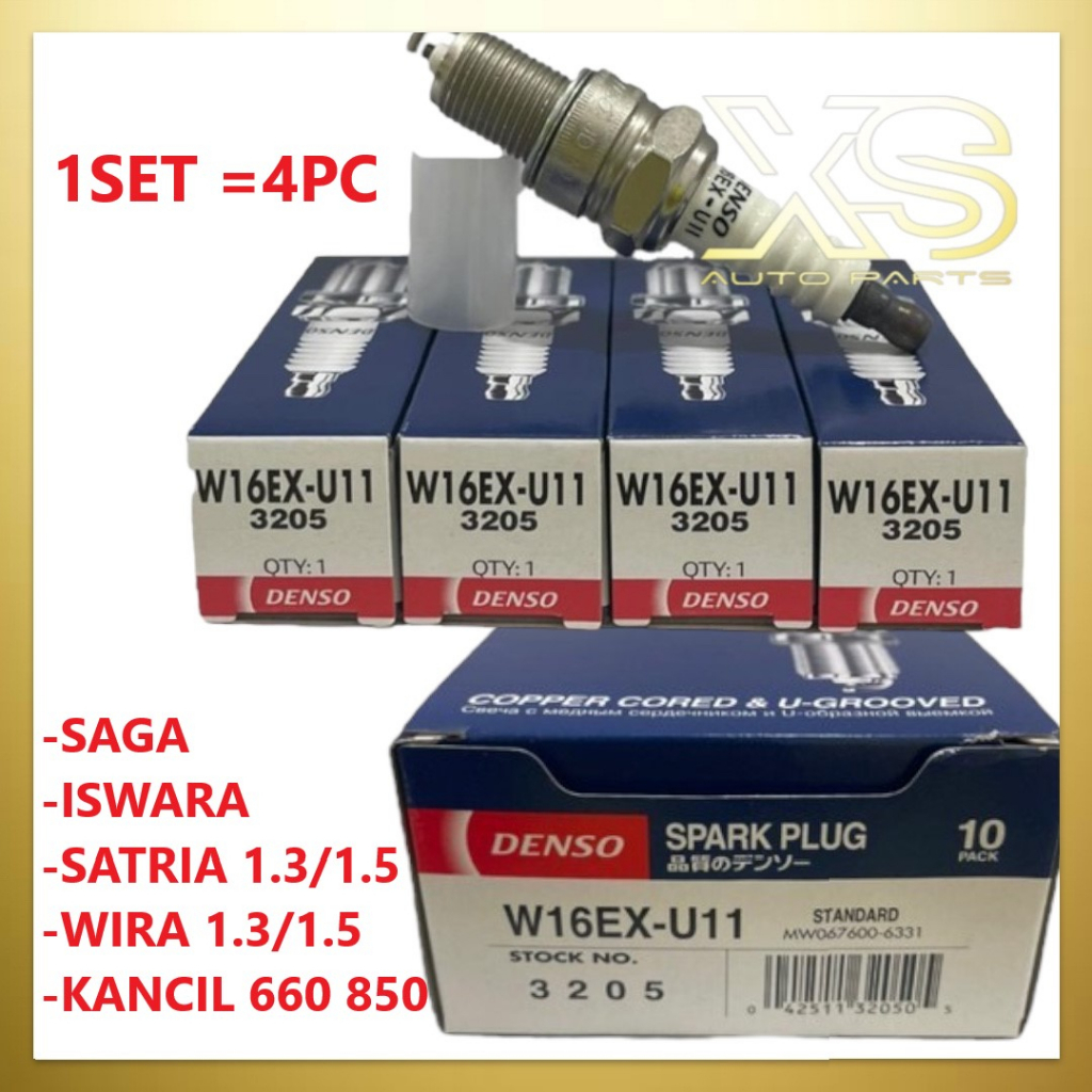 ( 1SET=4PC )DENSO Spark Plug W16EXU11 / W16EX-U11-Proton Saga OLD ...