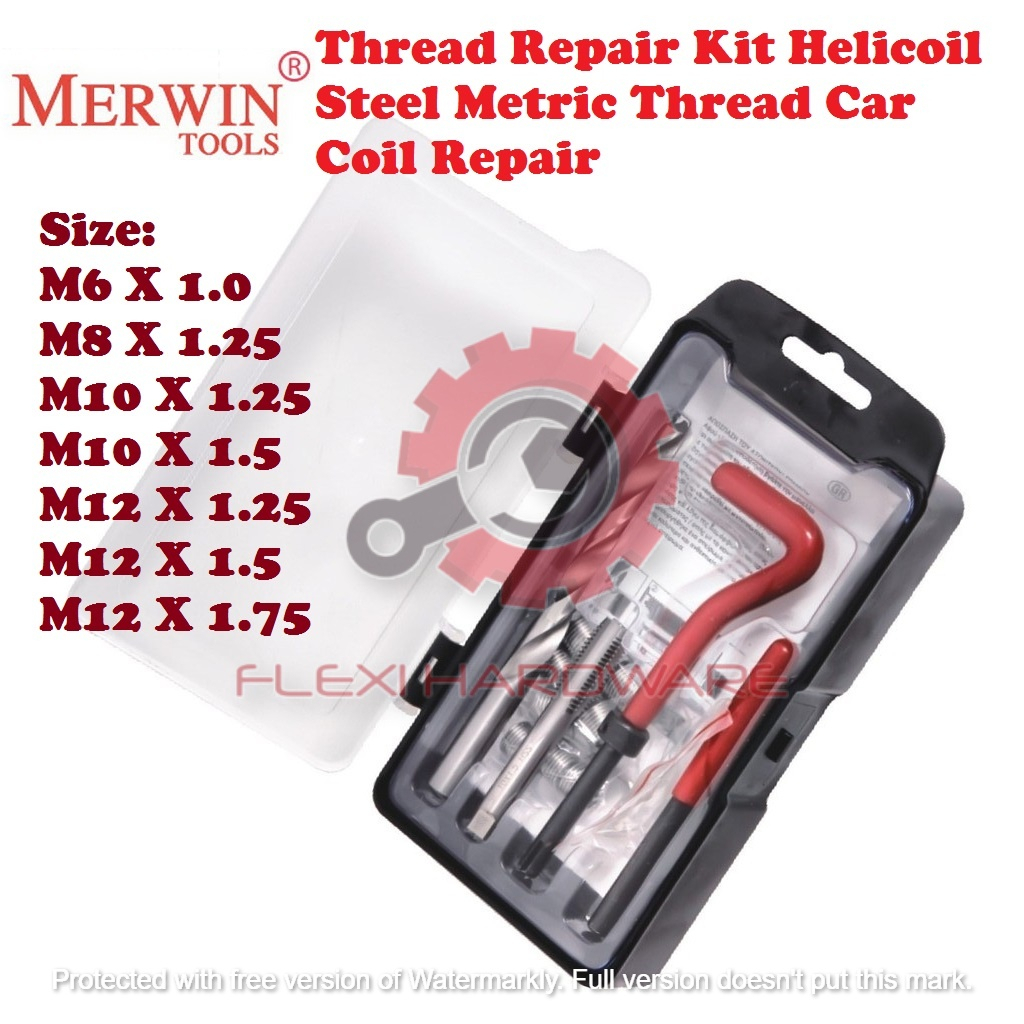 MERWIN M6 M8 M10 M12 Thread Repair Kit Helicoil Steel Metric Thread Car ...