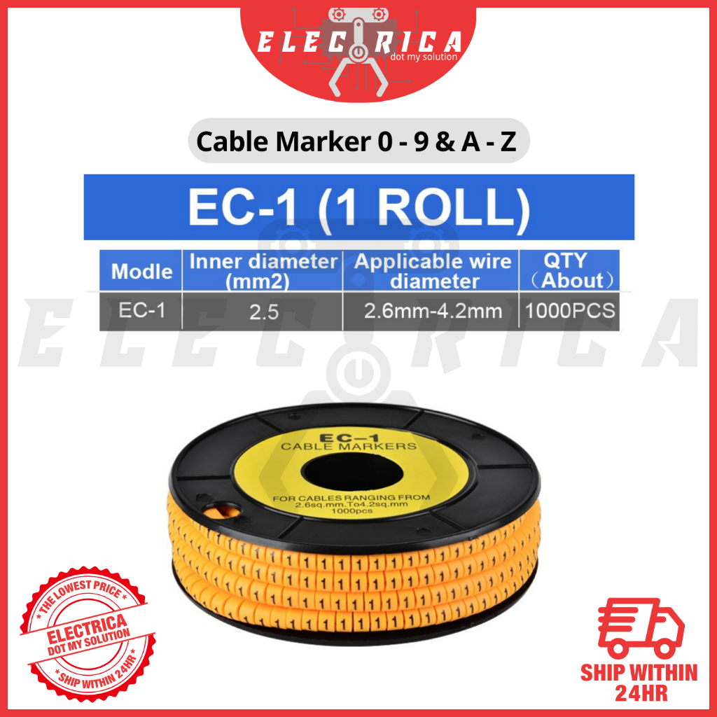 EC-1 Cable Marker 0 - 9 Numbering A - Z Alphabets | Shopee Malaysia