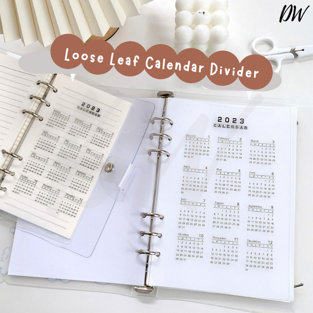 [DW] 2024 Calendar A5 & A6 Loose Leaf Binder 6 Holes Notebook Index ...