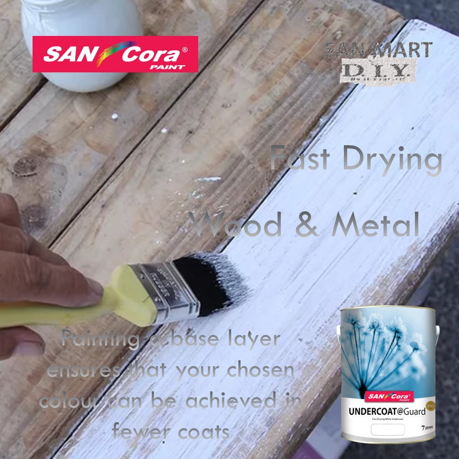 (1 Litre) SANCora Undercoat@Guard white paint for wood & metal/ Cat ...