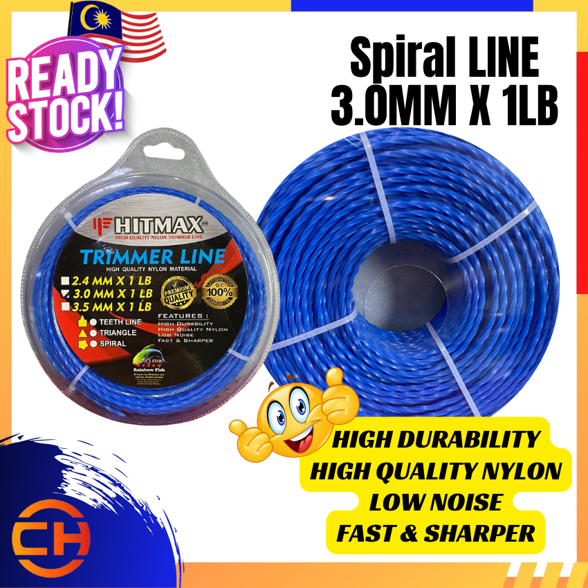 HITMAX SPIRAL LINE SUPER TRIMMER LINE / Tali Mesin Rumput Twister Tali ...
