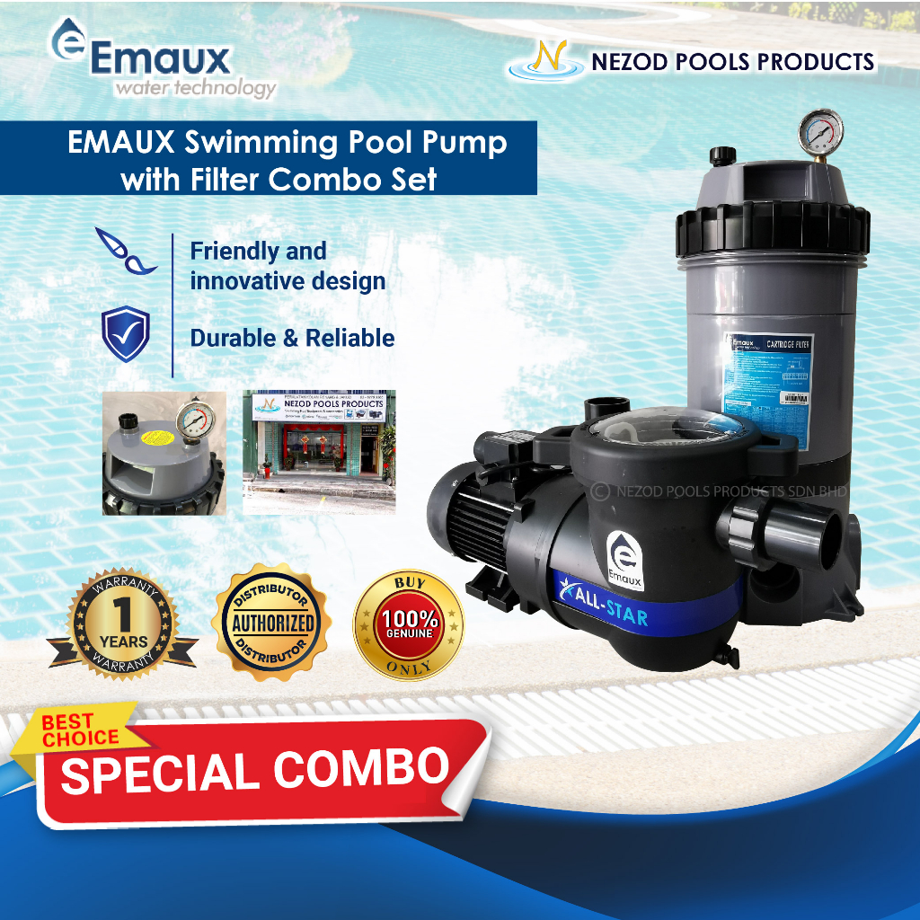 EMAUX Swimming Pool Pump with Filter Combo Set 0.75hp / 1hp - NEZOD ...