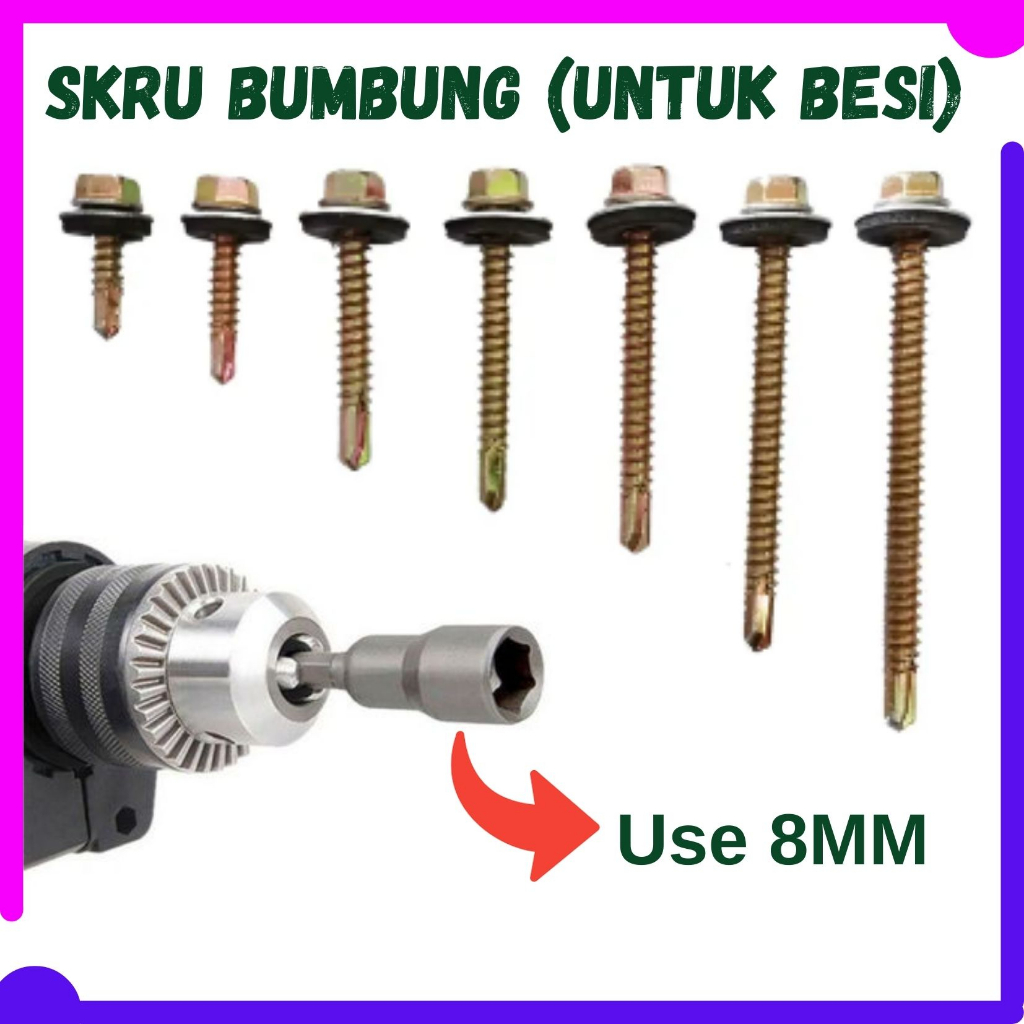 [10 PCS] Skru Oning Awning Skru Atap Skru Bumbung Ikat Skru Besi Iron ...