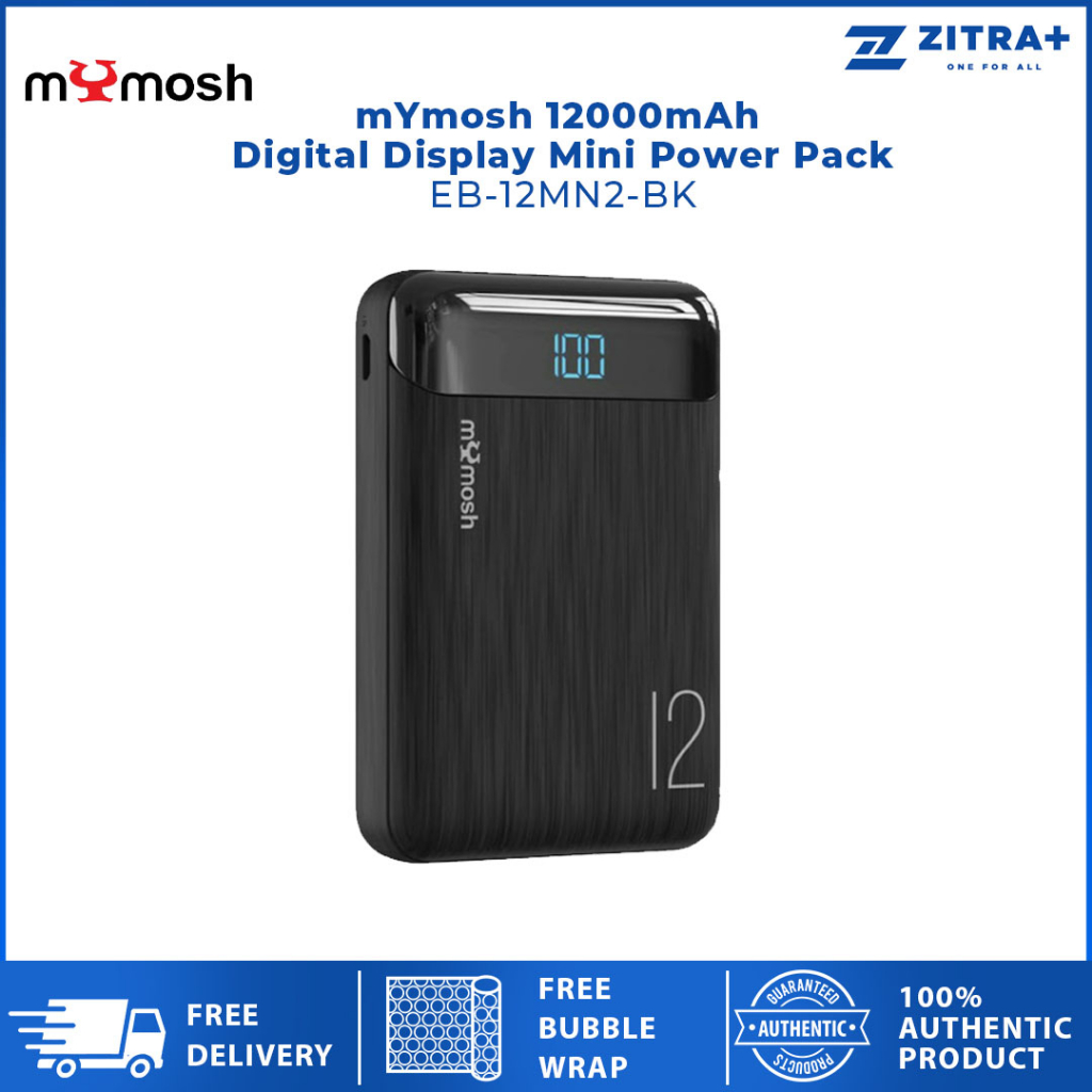 mYmosh 12000mAh Digital Display Mini Power Pack | EB-12MN2-BK | Battery ...