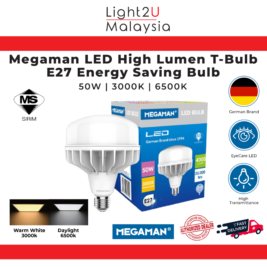 Megaman LED High Lumen T-Bulb E27 Ultra Bright Energy Saving Bulb (50W ...