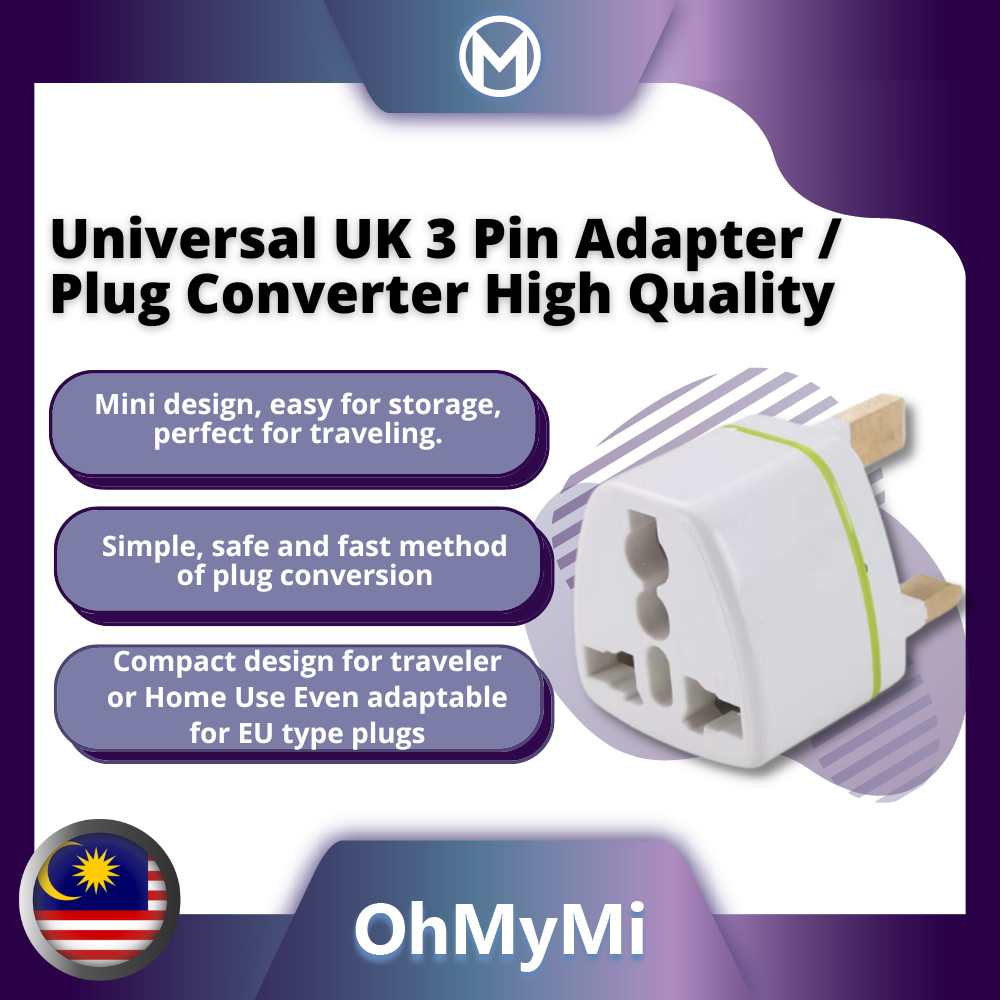 [Ready Stock] Universal UK 3 Pin Adapter / Plug Converter High Quality ...