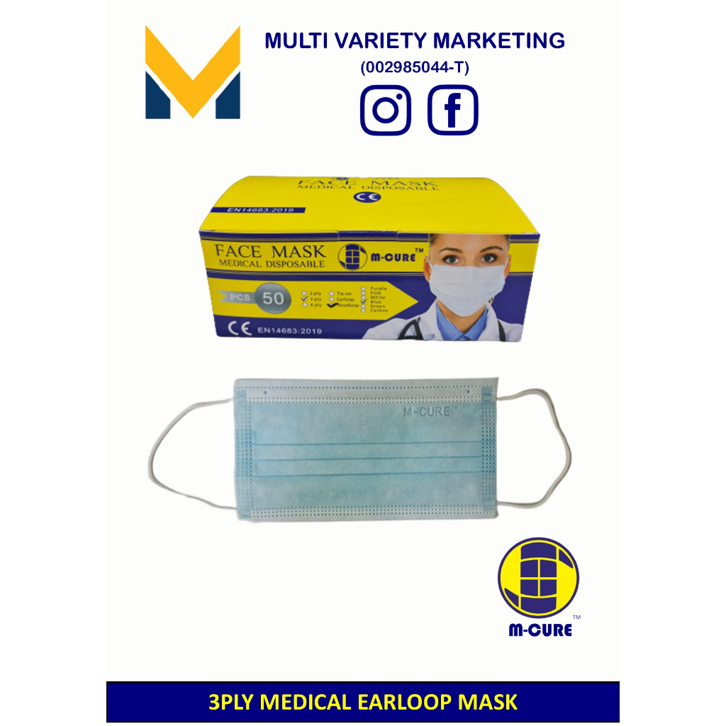 MVM 3 ply medical mask 50pcs per box face mask BFE>99% safe protection ...