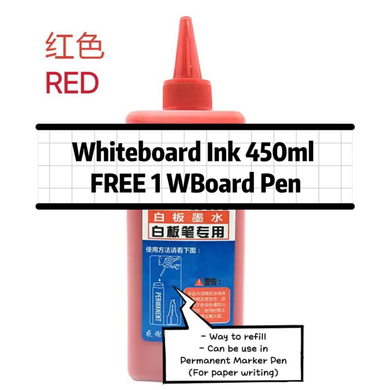 🔥Ready stock🔥 500ml Whiteboard marker pen Refill black Red Blue Ink ...