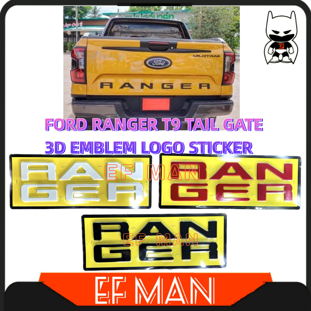 NEW GEN FORD RANGER T9 TAIL GATE BONNET 3D EMBLEM RANGER LOGO STICKER ...