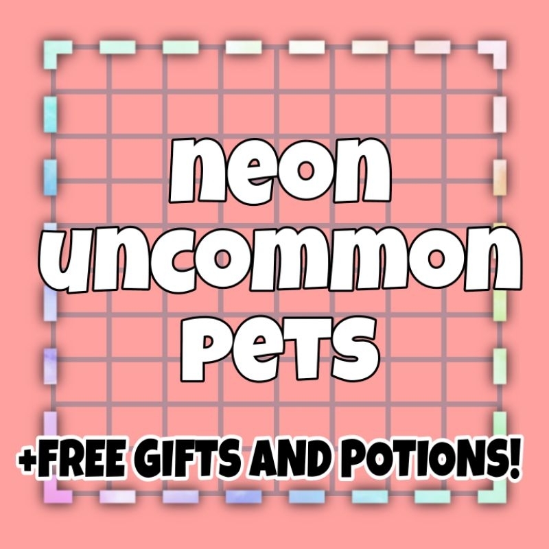 Neon Uncommon Pets (wolf, triceratops, stegosaurus, snowman, kirin ...