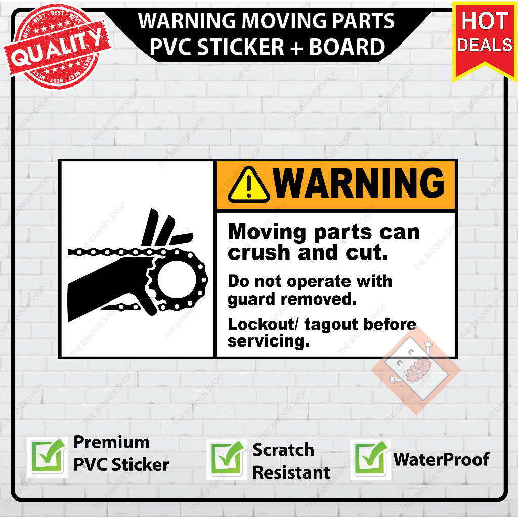 ⚠️Warning Operating Machine Moving Parts Signage PVC Sticker + Board ...