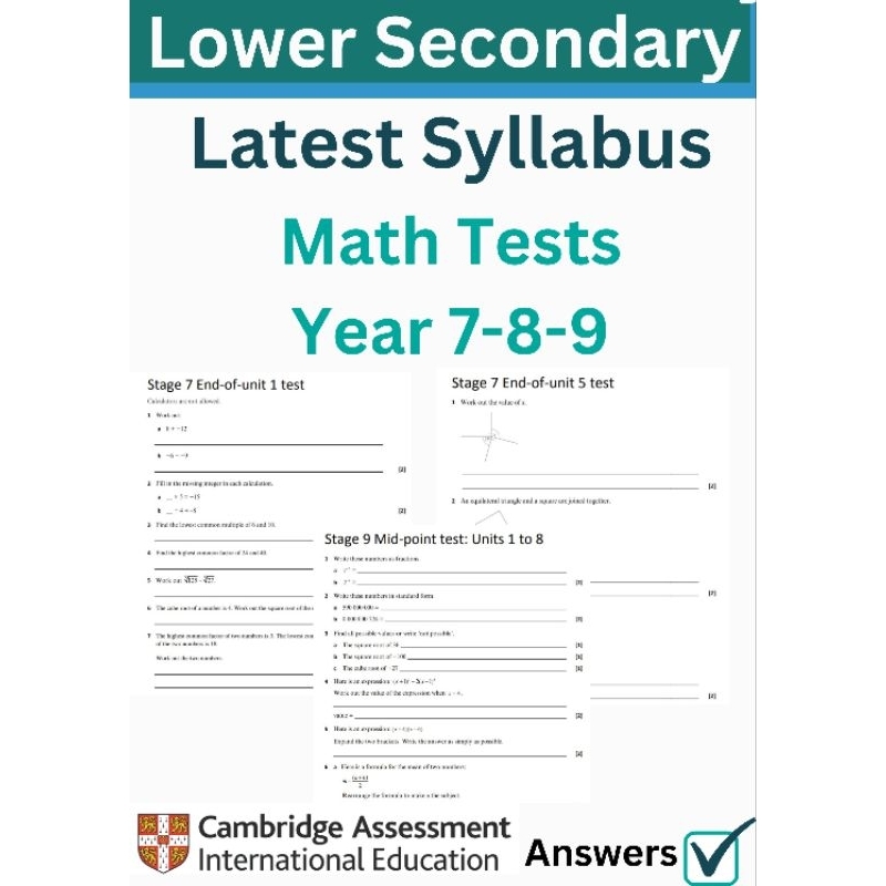 SC.42🌟Latest Syllabus🌟Lower Secondary Math Tests+Answers🌟Year7-8-9 ...