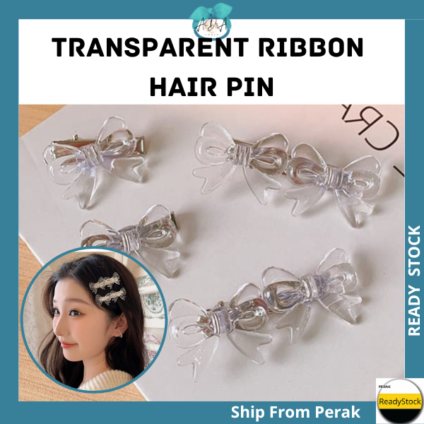 AIDA Acrylic Transparent Ribbon Korean Style Anti-Slip Teeth Hair Clip ...
