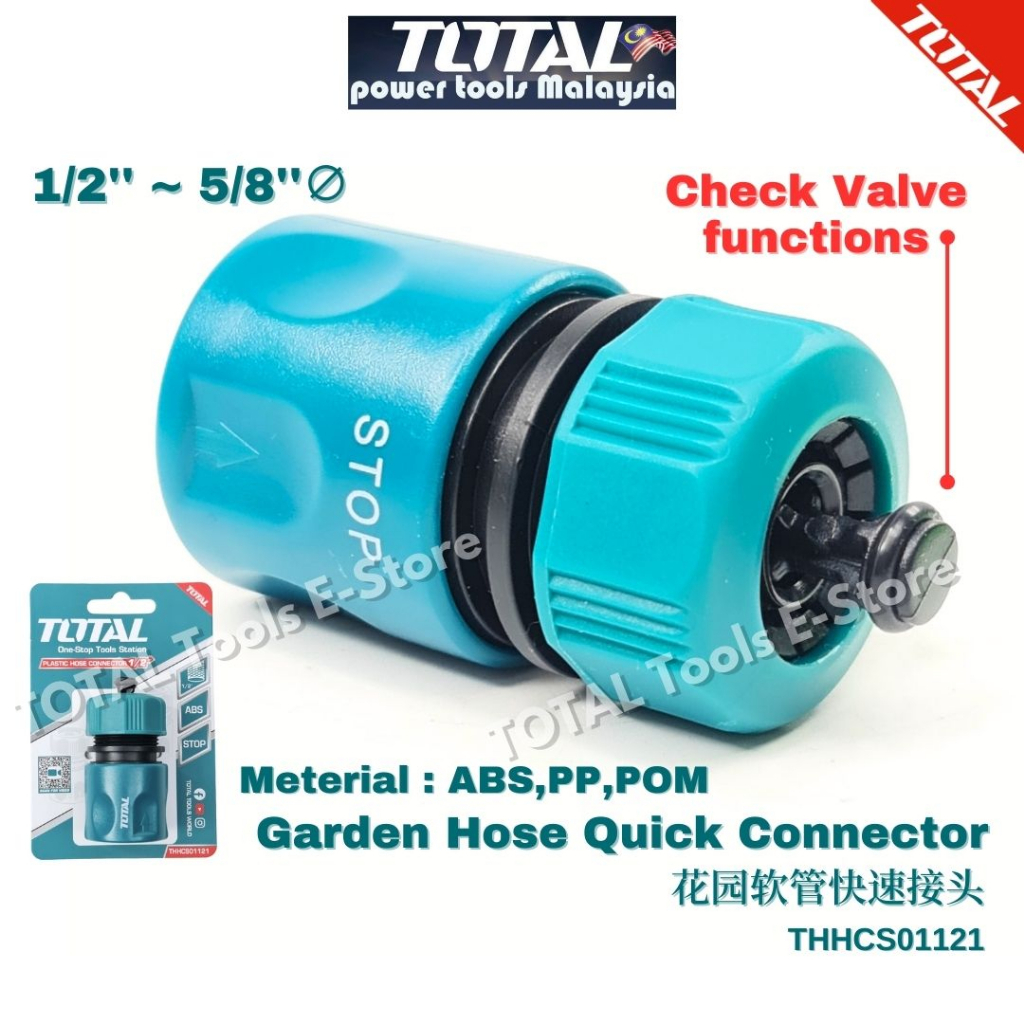 TOTAL Gardening Hose Quick Connector for 5/8'', 1/2" Garden Hose w ...
