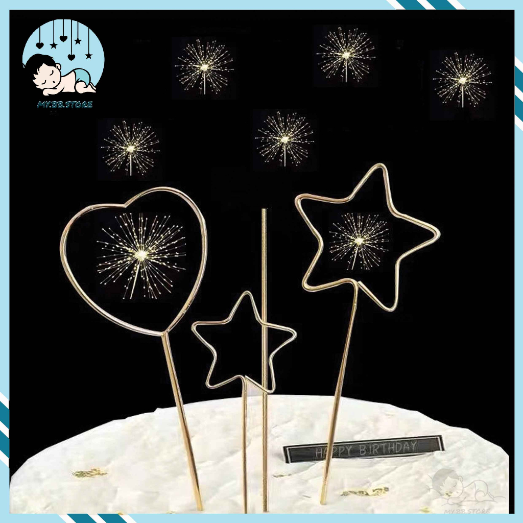 [ Ready Stock ] Birthday Sparkle Candle Love and Star Shape Fireworks ...