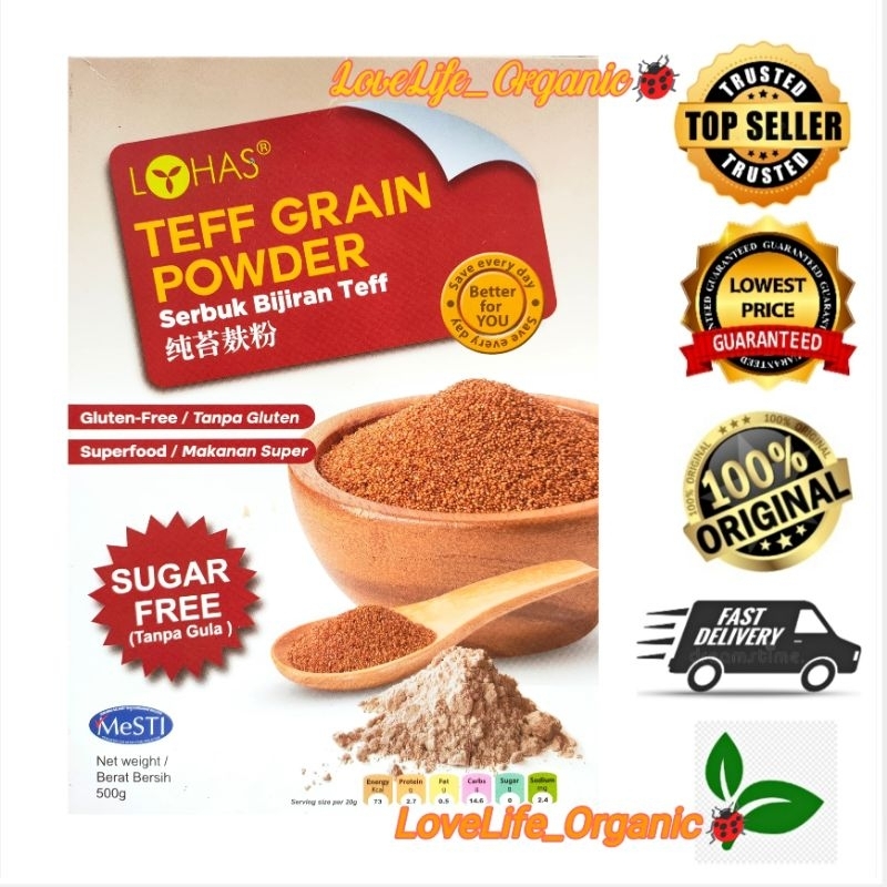 LOHAS Teff Grain Powder 500g Serbuk Bijiran Teff 纯苔麸粉 Exp:12/2025 ...