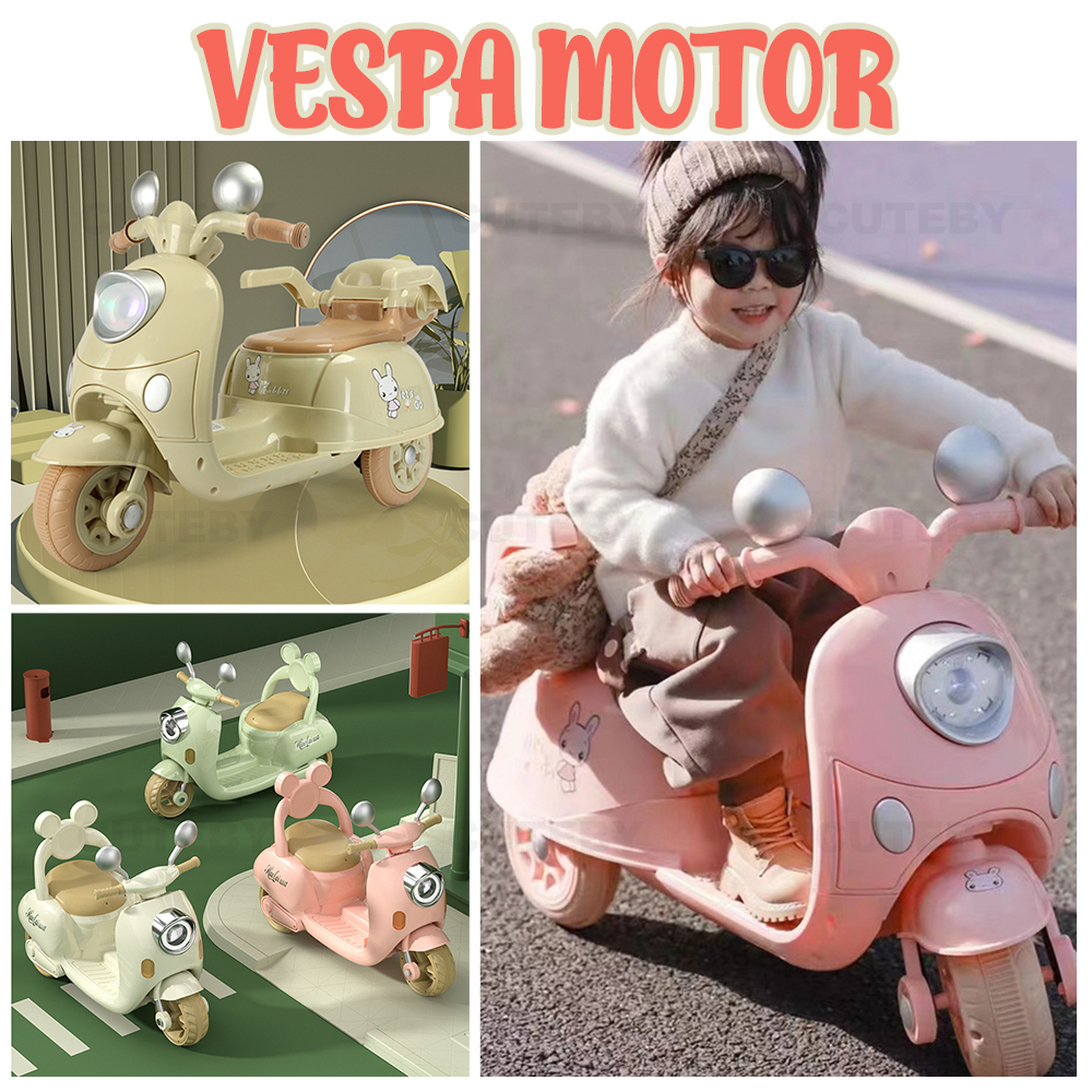 Electronic VESPA MOTOR Rechargeable battery Ride on Vintage Retro Motor ...