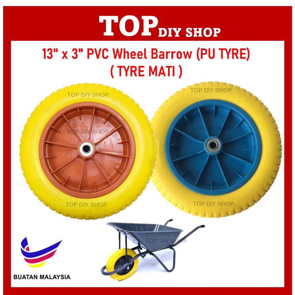 Tayar Mati Kereta Sorong Tolak Roda 13" x 3" PVC Wheel Barrow ...
