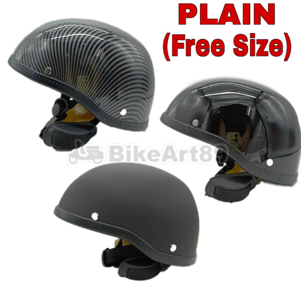 Retro Harley Style Half Cut Retro Helmet Free Size Plain Colour Black ...