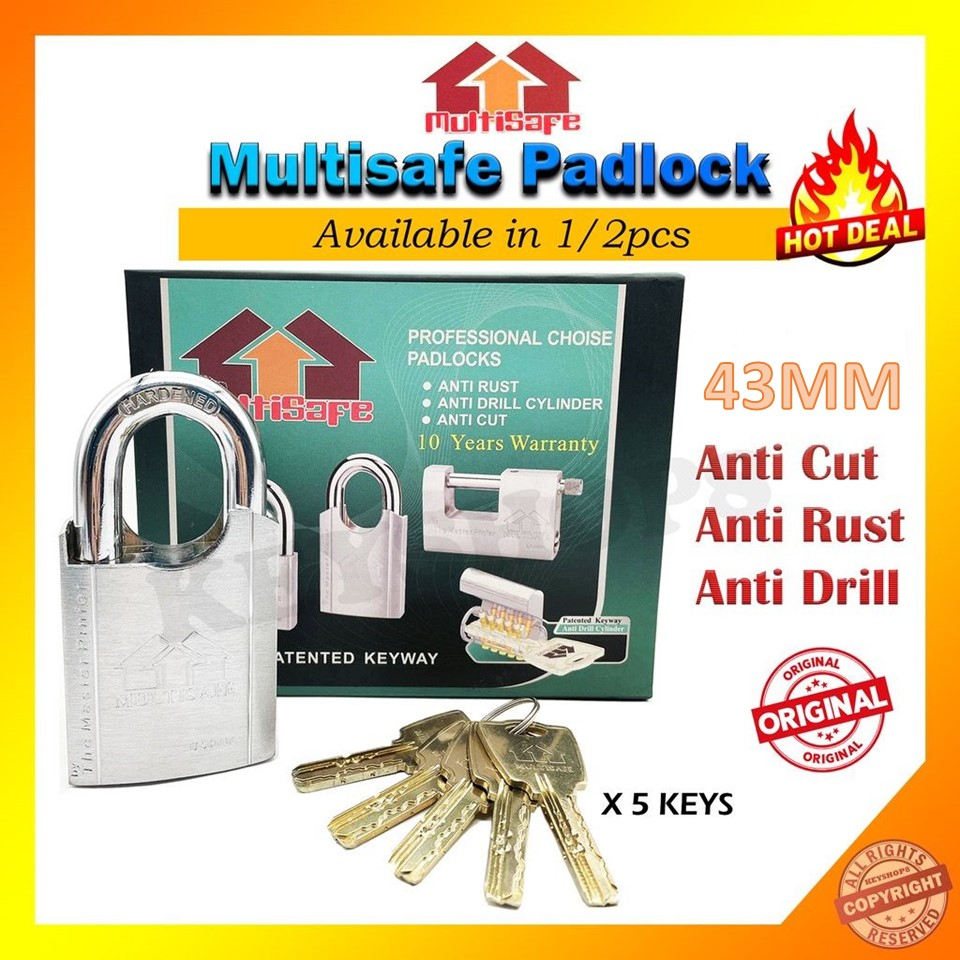 MULTISAFE PADLOCK 43MM - ANTI-CUT | ANTI-RUST | ANTI-DRILL (MANGGA KUNCI SERBAGUNA 43MM - ANTI ...