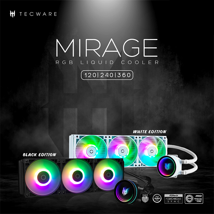 Tecware Mirage CPU AIO RGB Liquid Cooler (120 / 240 / 360) Immersive ...