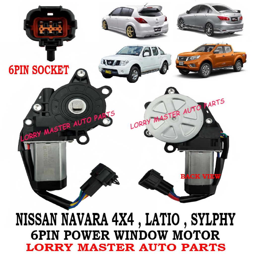 POWER WINDOW MOTOR 6PIN NISSAN NAVARA LATIO SLYPHY RH DRIVER SIDE CAR ...