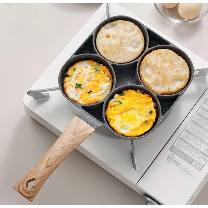 1 Pc 4 Hole Non Stick Egg Frying Pan Gas Stove Induction Eggs Burger ...