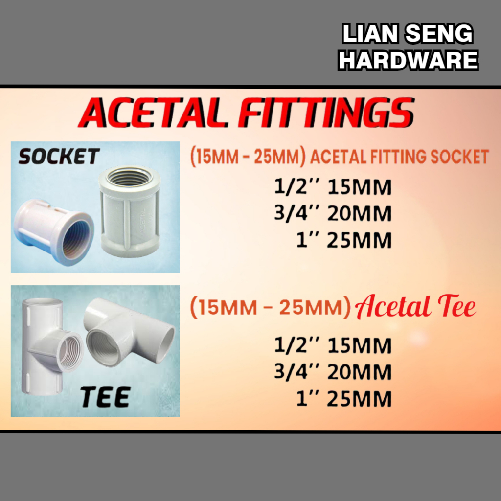 UPVC ACETAL FITTING - SOCKET / TEE / ELBOW / UNION(THREAD) | Shopee ...