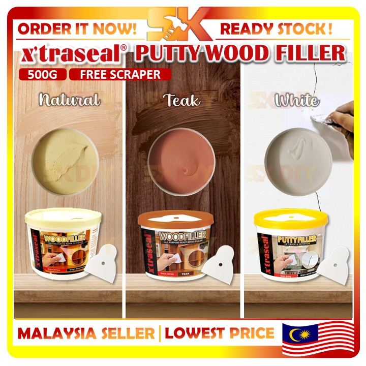 X'traseal Wood Filler or Putty Filler (White) (0.5kg/500g) Wood Filler ...