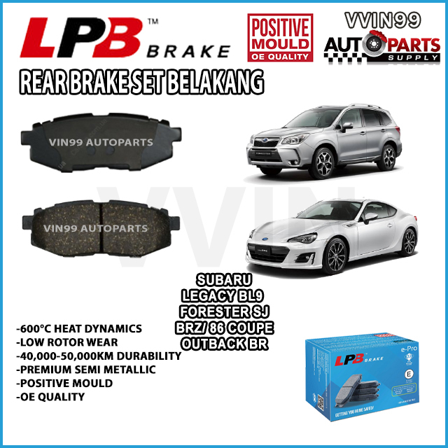 [Rear Brake Pad] Subaru BRZ Forester SJ Legacy BL9 Toyota 86 LPB ...