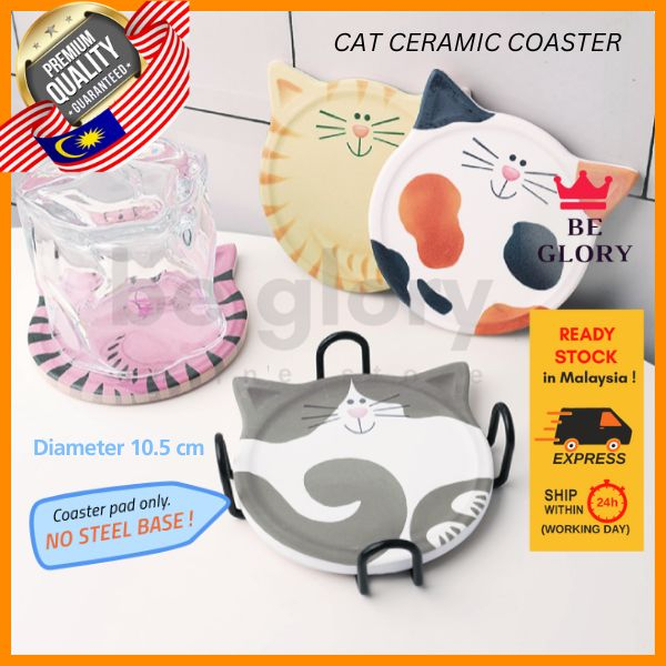 Cute Cat Water Absorbent Cup Coaster Ceramic Mug Coaster Cup Pad Kucing ...