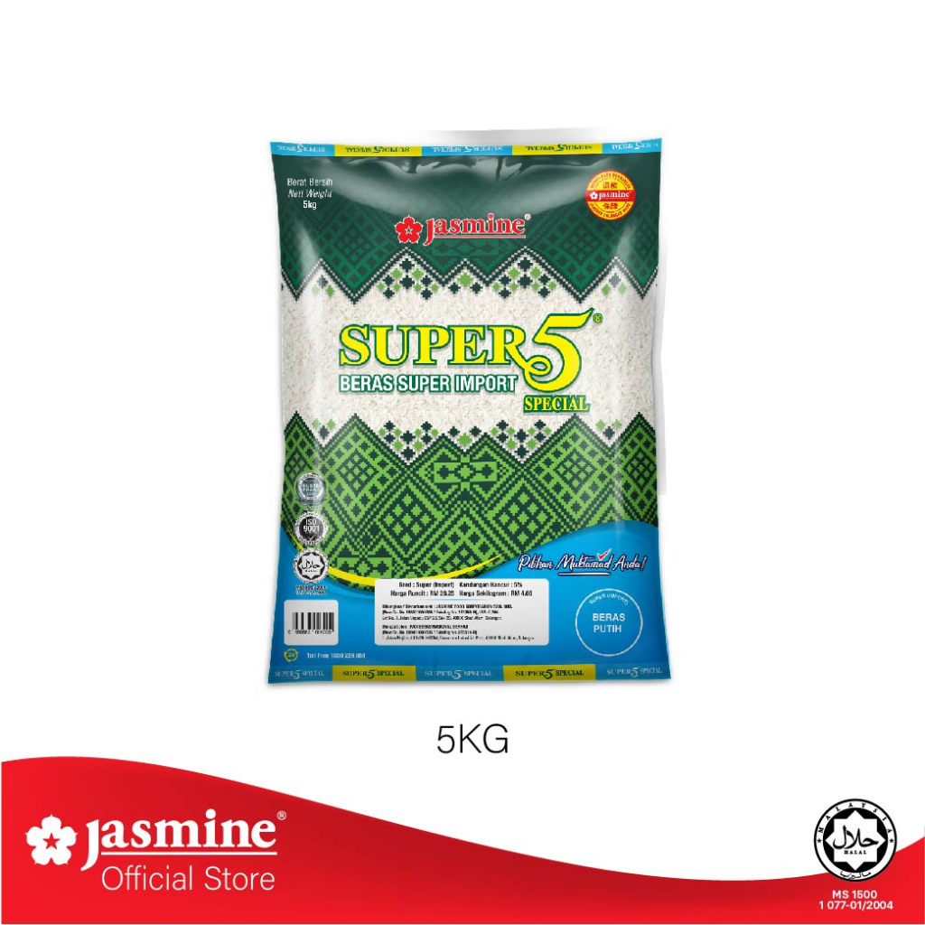 JASMINE Super 5 Special Import White Rice 5kg | Shopee Malaysia