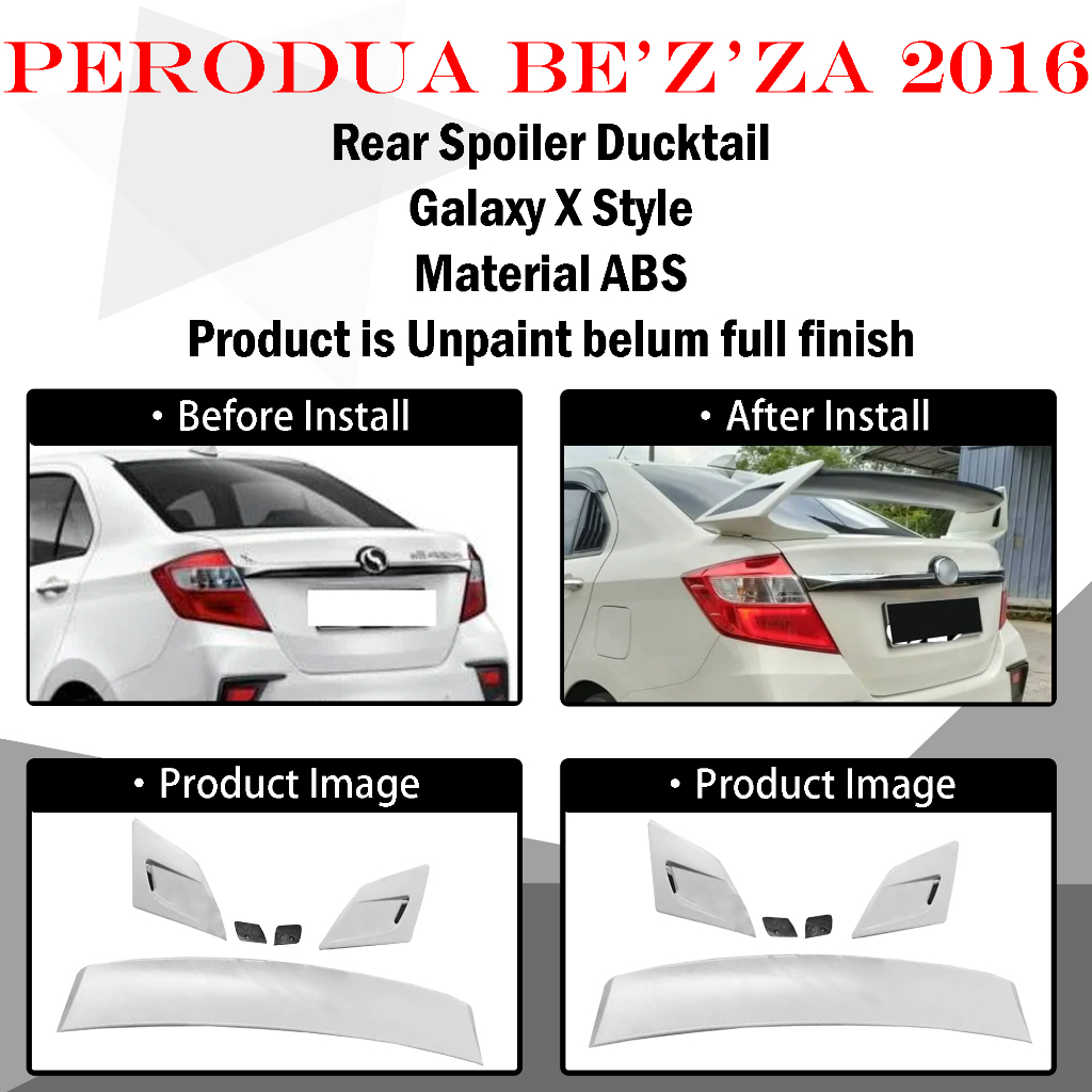 PERODUA BEZZA 2014-2021 CAR SPOILER GALAXY X STYLE REAR SPOILER ABS ...