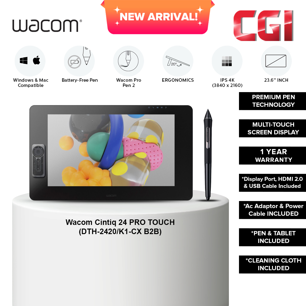 Wacom Cintiq 24 Pro 23.6" DTH-2420/K1-CX 4K UHD Creative Pen Display ...