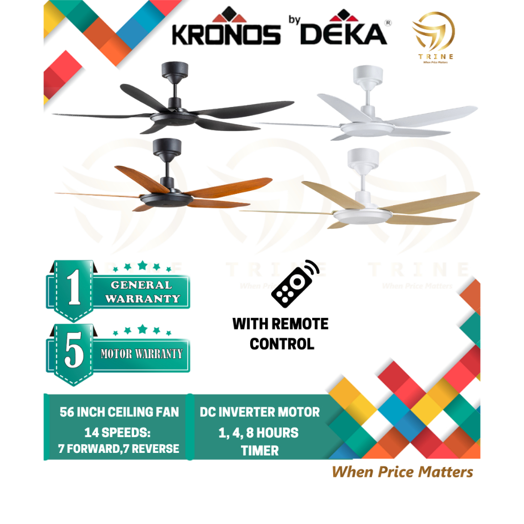 DEKA KRONOS DC INVERTER MOTOR CEILING FAN F5DC (56 INCH) 14-SPEED 5 ...