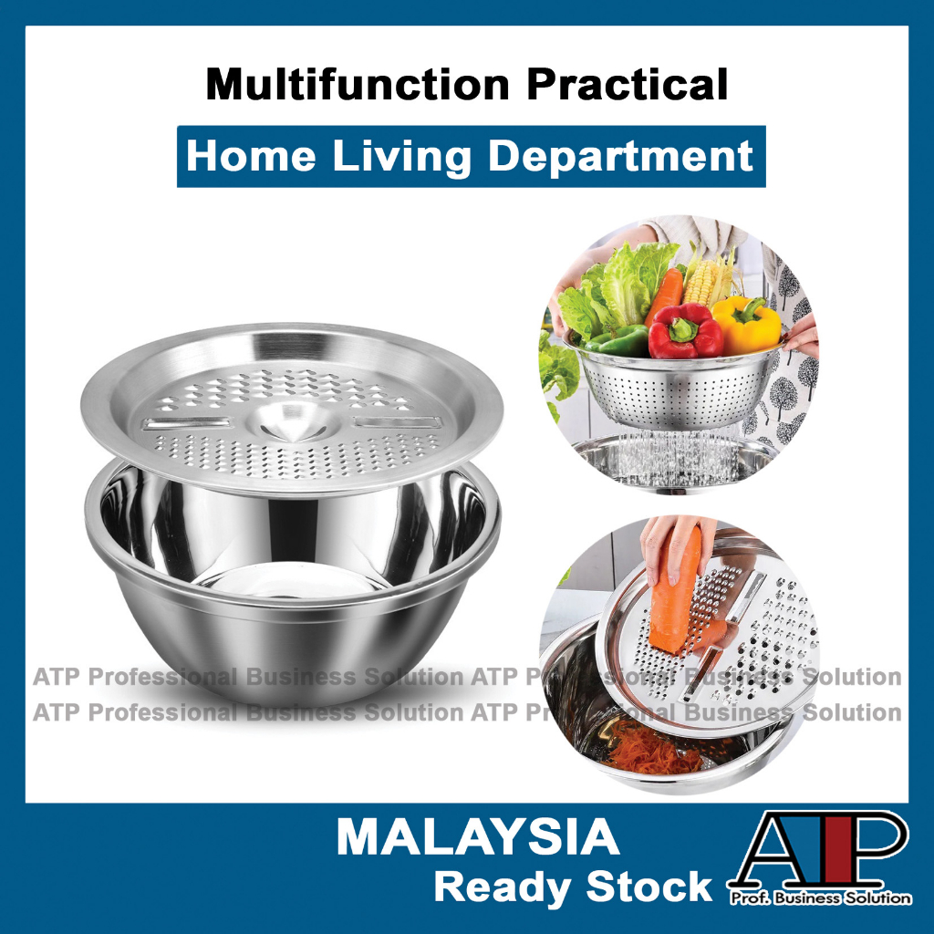 Pantry🍳 Multifunctional Stainless Steel Practical Drain Basin Vegetable Grater Set Kitchen Tools ...