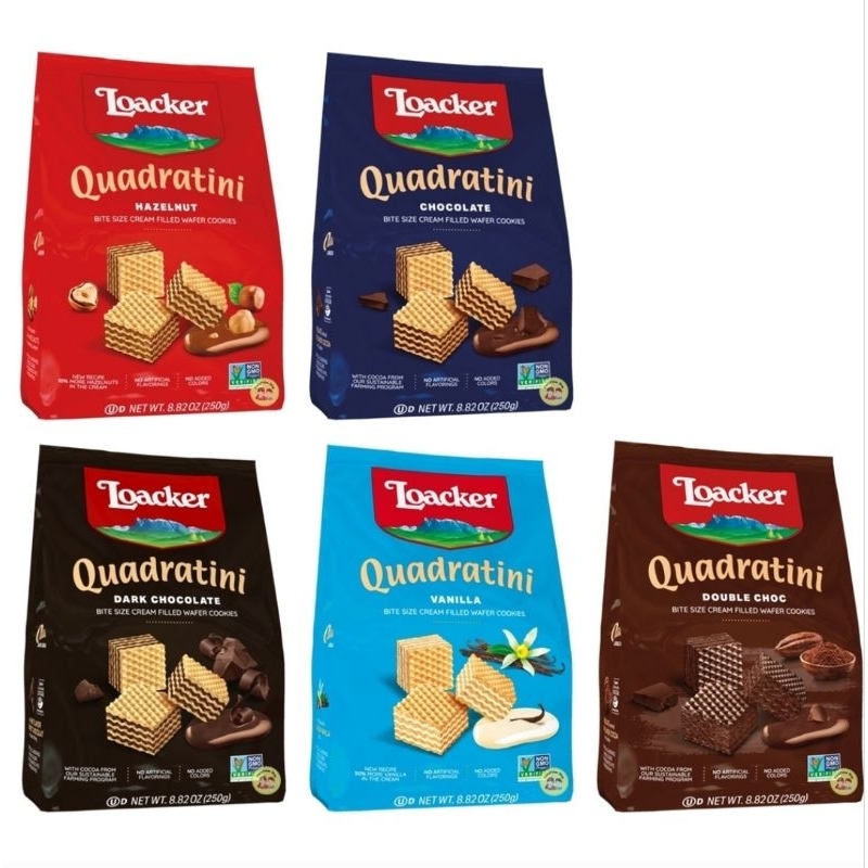 Loacker Quadratini Wafer (250g) Double Choc / Napolitaner / Chocolate ...