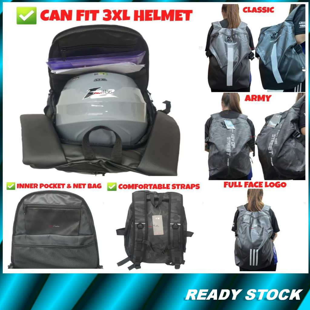 Helmet Bag / Helmet Backpack / Topi Keledar Riding Beg Large Storage ...