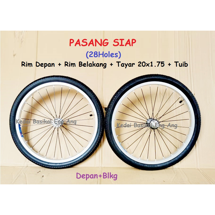 20x1.75 (28Holes ) PASANG SIAP rim - rim 20" basikal , tayar 20x1.75 ...