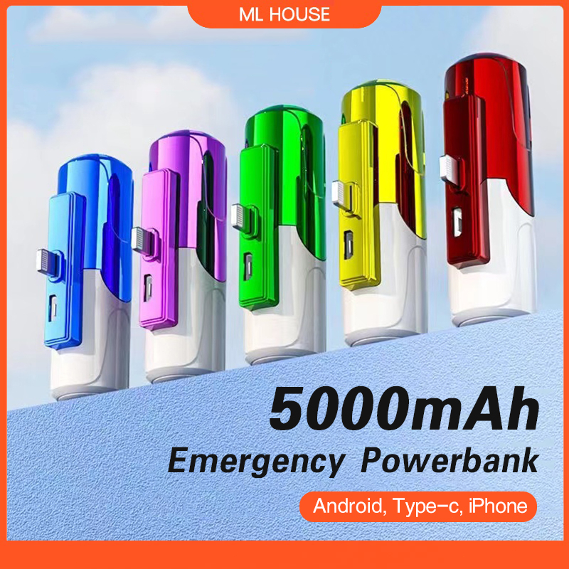 Bank kuasa 5000mAh PowerBank Type-C Ultra-Compact Mini Battery Pack ...