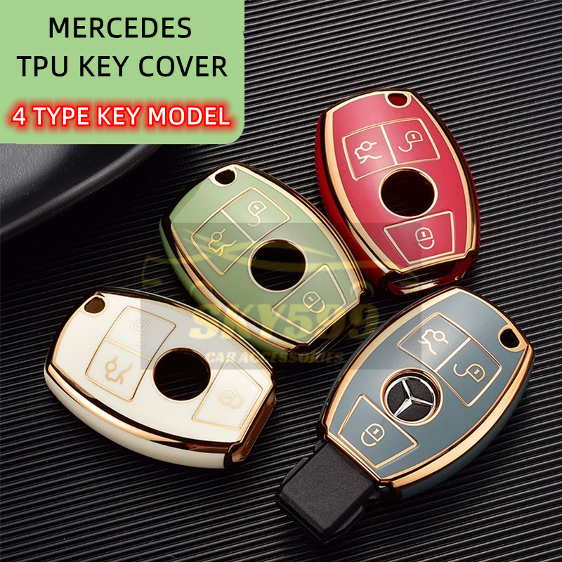 Mercedes Car Key Cover Chrome Reflection TPU Car Key Remote Casing ...