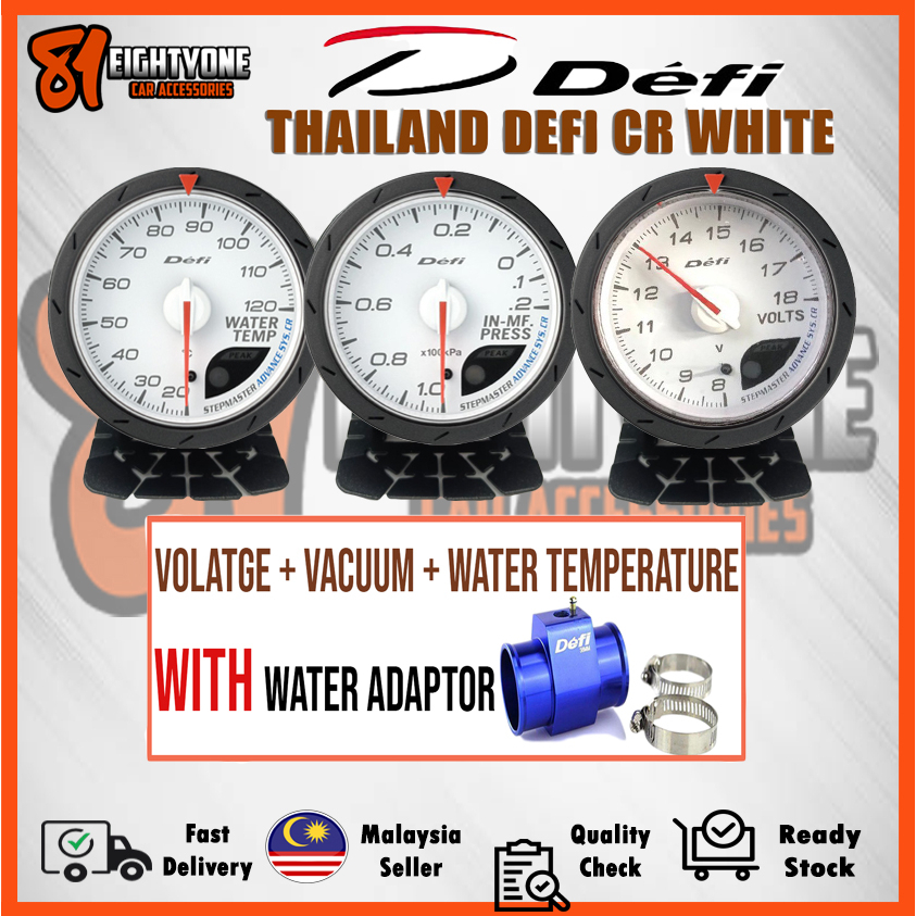 (81) Defi Meter CR White 3 Beradik Water Temperature + Vacuum + Voltage ...