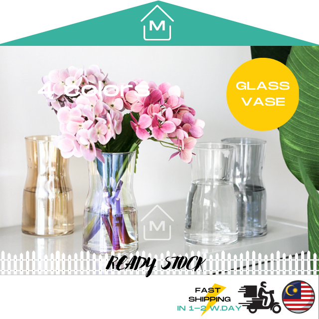 [17CM] Transparent INS Style Home Office Display Deco Flower Glass Vase ...