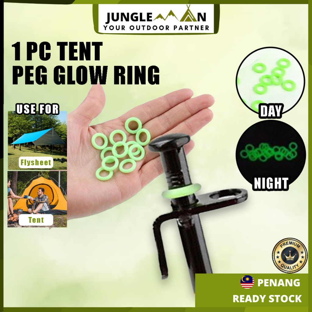 JUNGLEMAN Tent Peg Nail Luminous Fluorescent Ring Reflective Ring ...