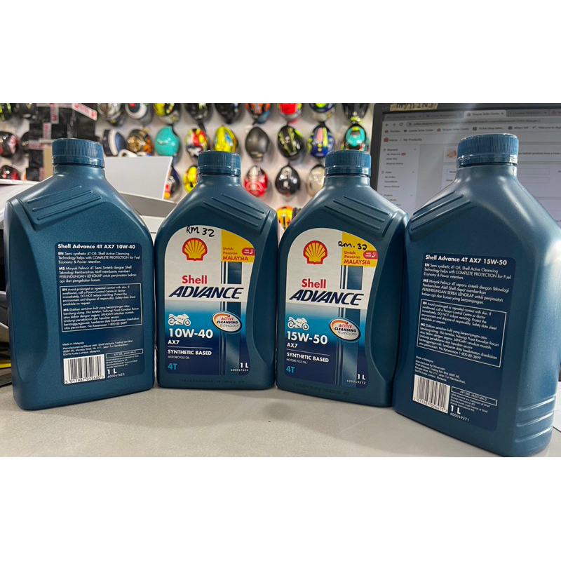SHELL AX7 15W50 10W40 SEMI SYNTHETIC BASE MOTOCYCLE 4T ENGINE OIL (100% ...