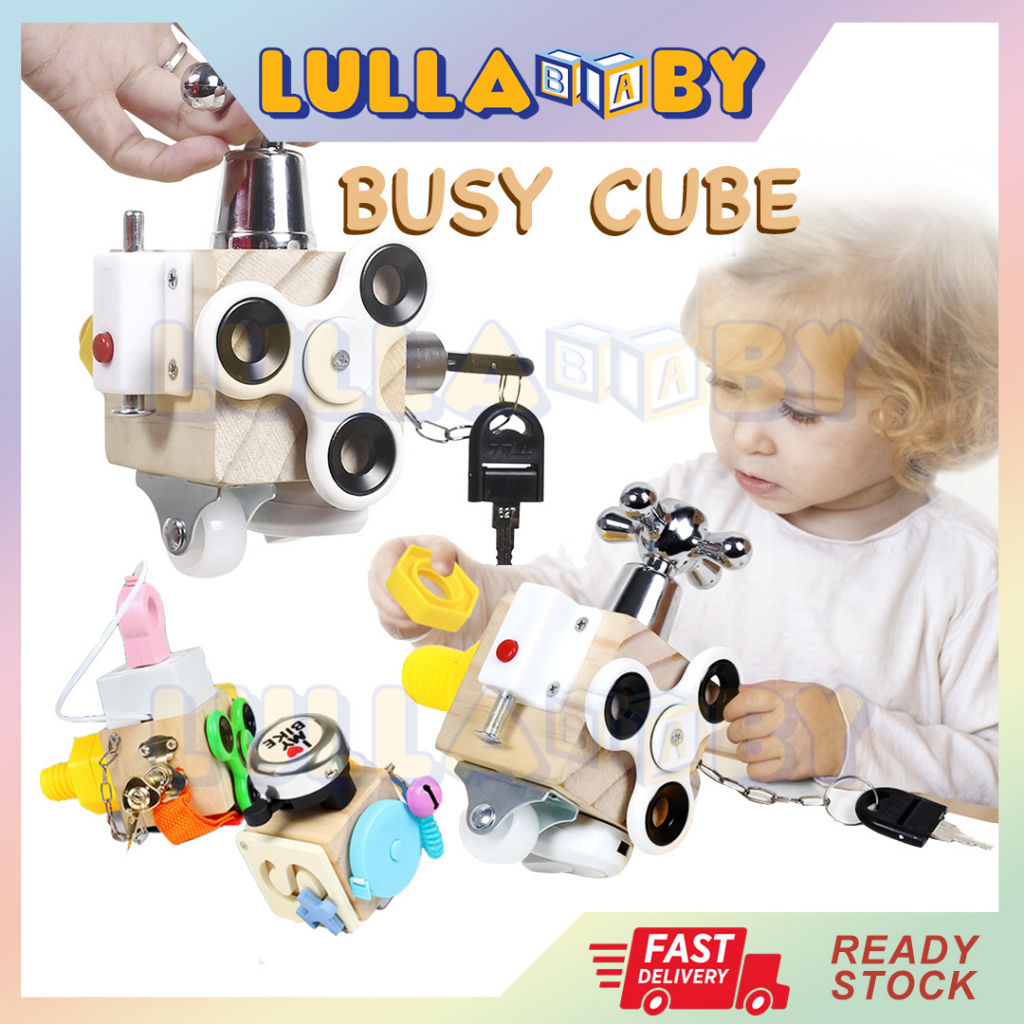 🔥READY STOCK🔥Baby Busy Cube Wooden Travelling Kids Montessori Busy Cube ...