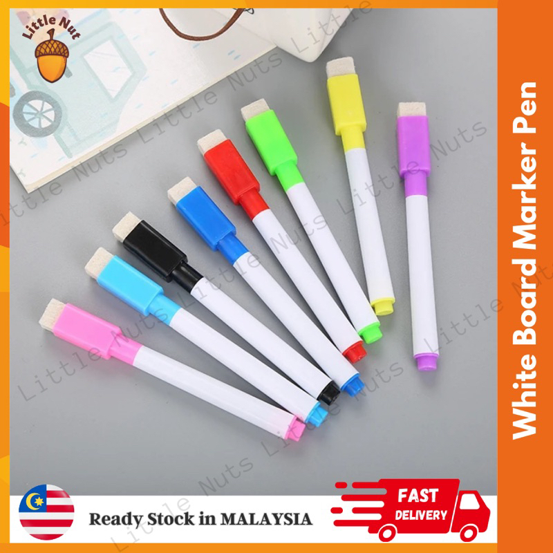 Small Mini Whiteboard Marker Pen Erasable dry with duster Removeable ...